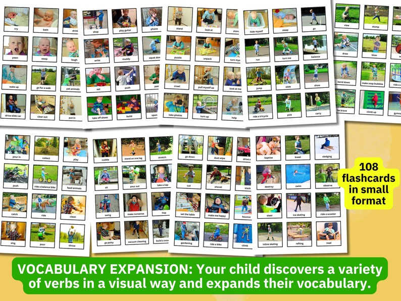 Action Verbs Flashcards for Kids Action Words Poster Verb Sheet ...