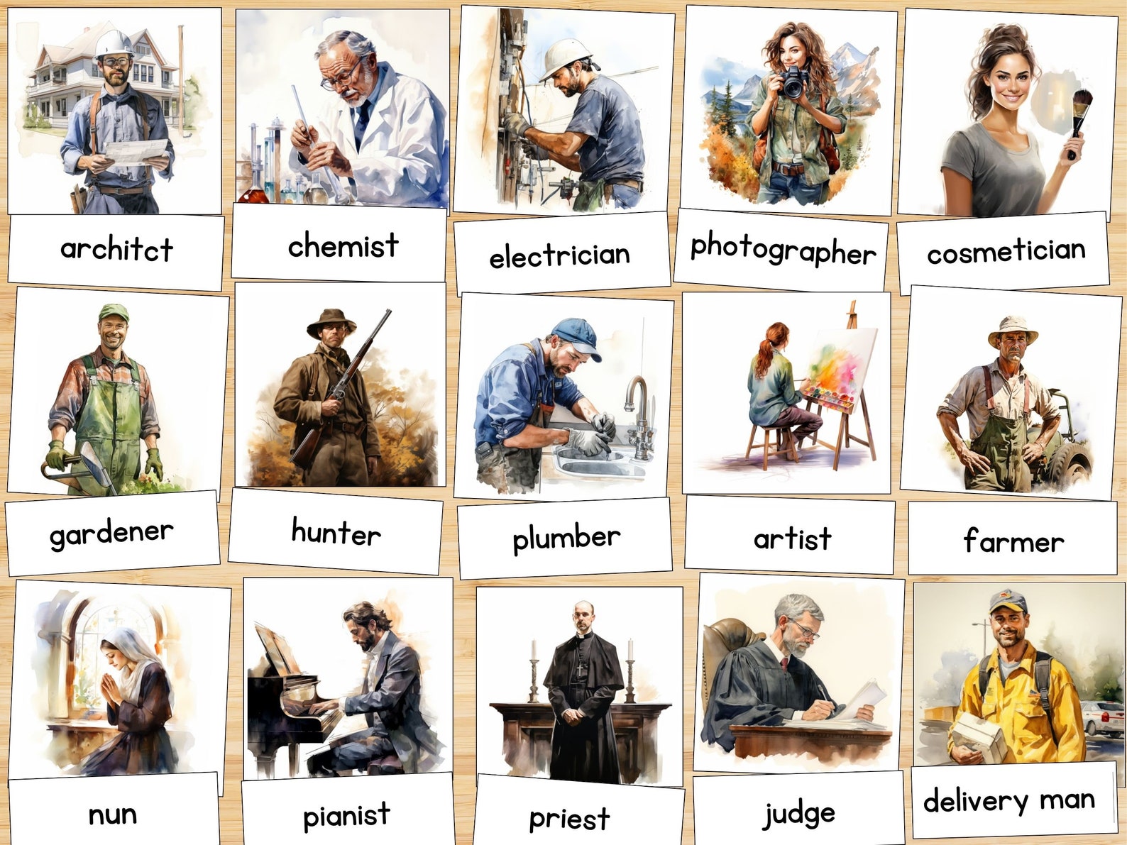 80 Professions Cards Flash Cards for Learning Professions, Occupation ...