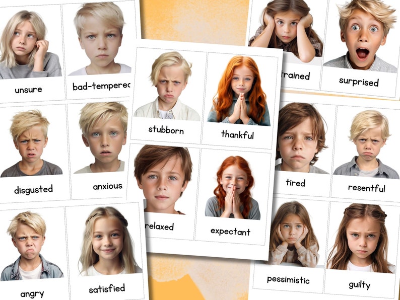 Emotion Flash Cards Feelings Kids Feelings Cards, Emotions Flashcards ...