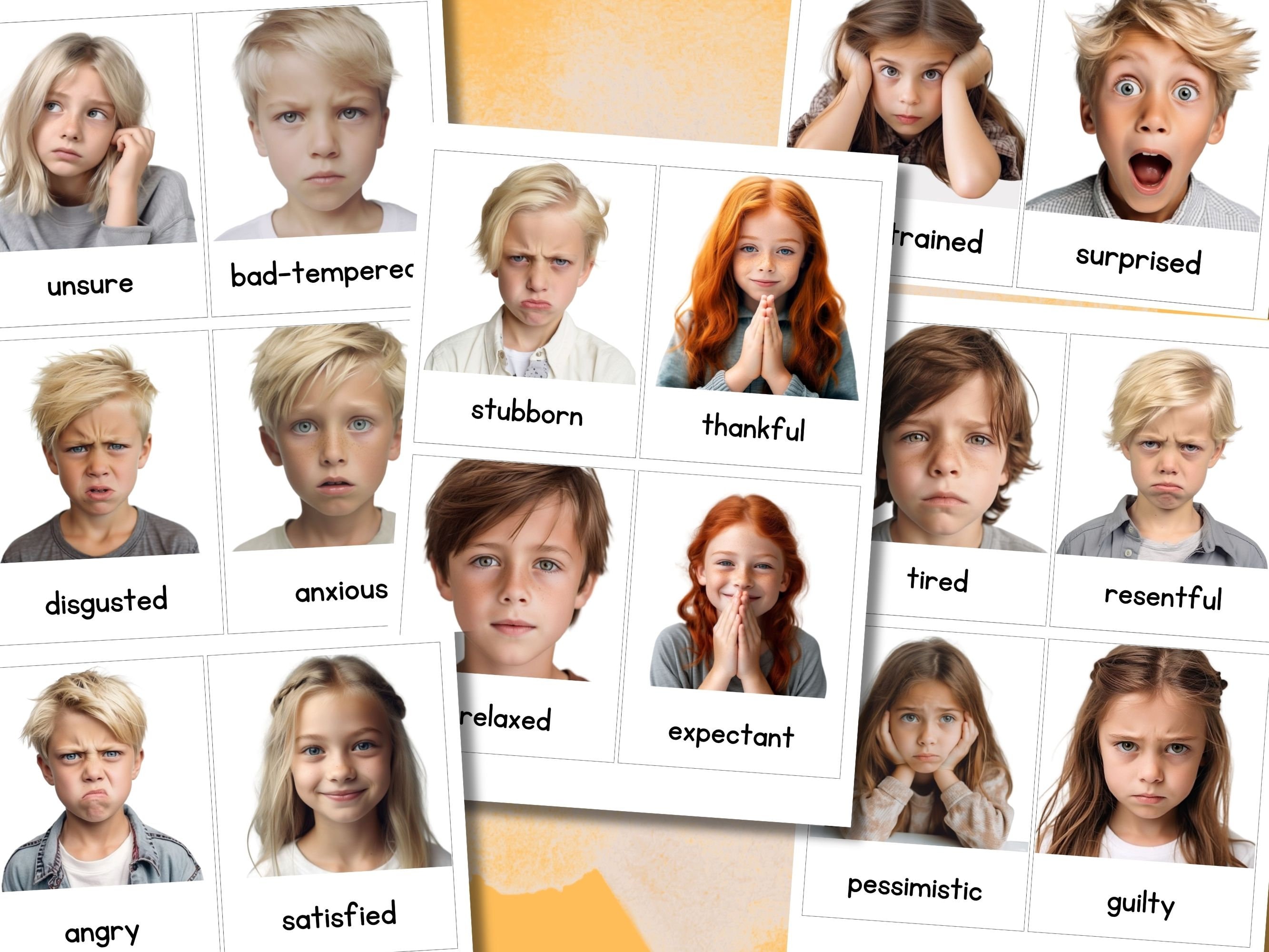 Emotion Flash Cards Feelings Kids Feelings Cards, Emotions Flashcards ...