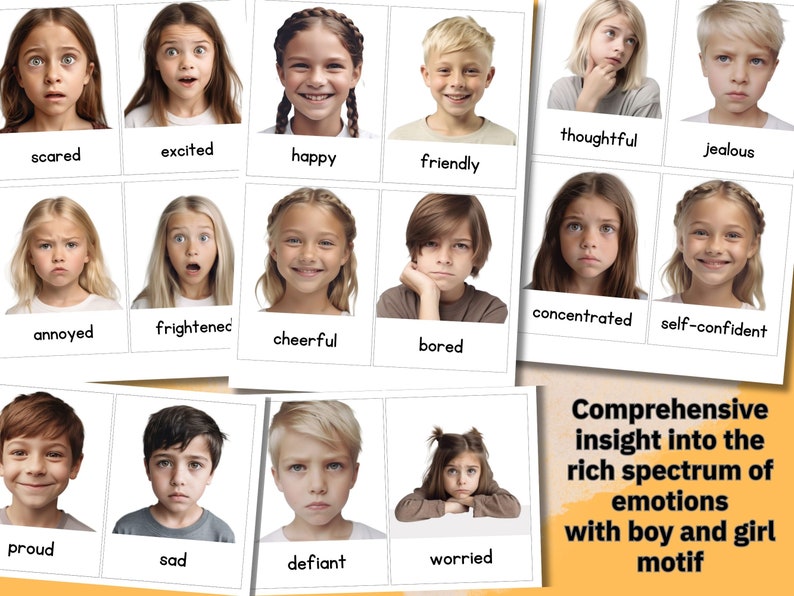 Emotion Flash Cards Feelings Kids Feelings Cards, Emotions Flashcards ...