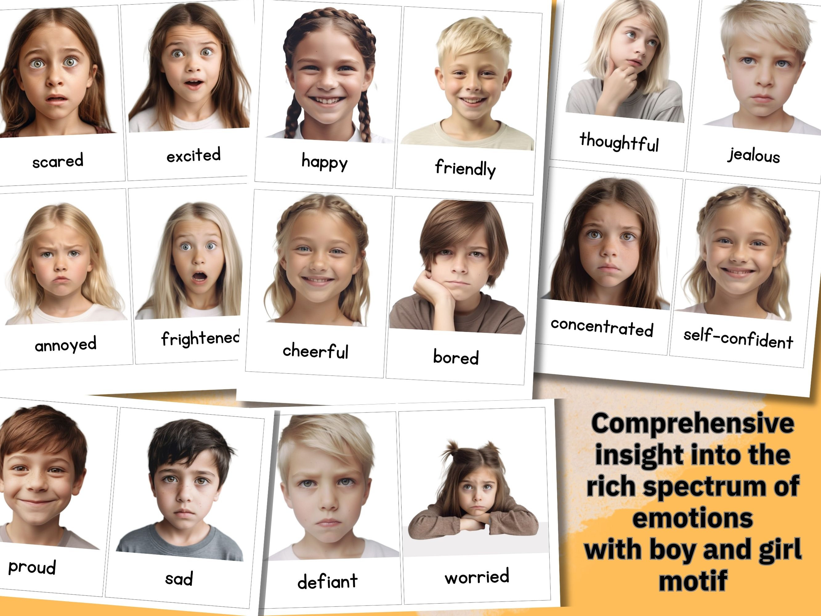 Emotion Flash Cards Feelings Kids Feelings Cards, Emotions Flashcards ...