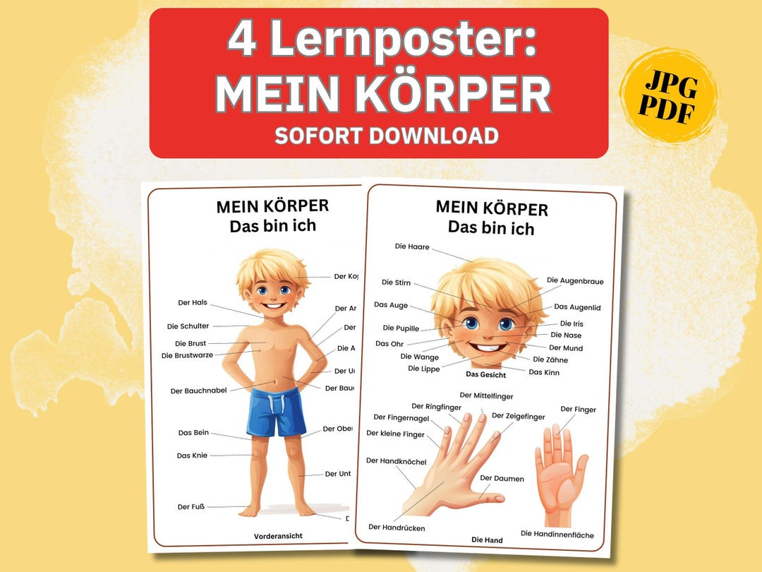 Human Body Poster Children, My Body Poster Anatomy Model, Body Parts ...