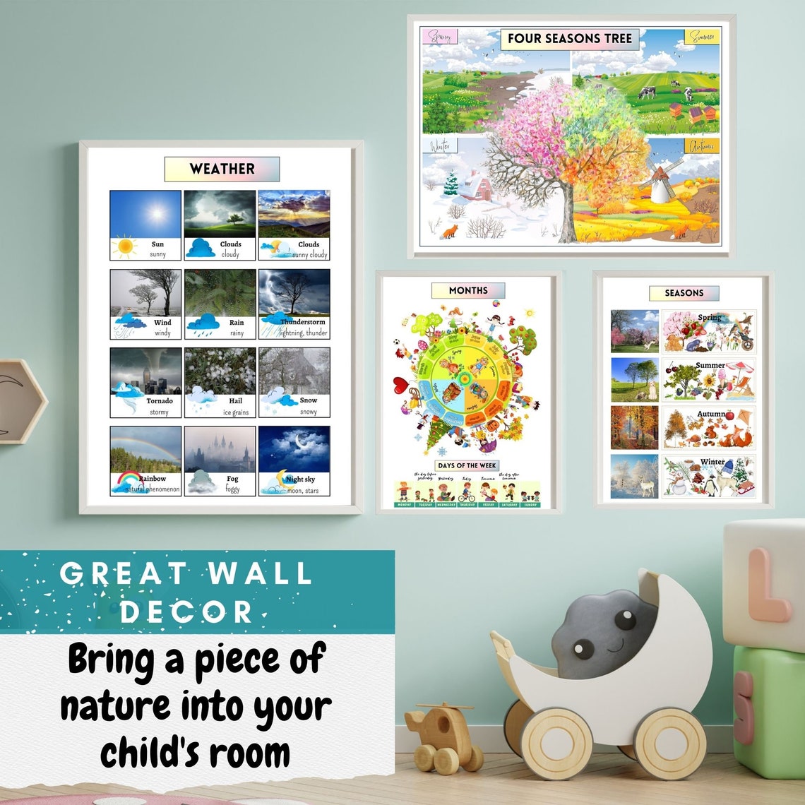 Four Seasons Print, Montessori 4 Seasons Printable, Educational Posters ...