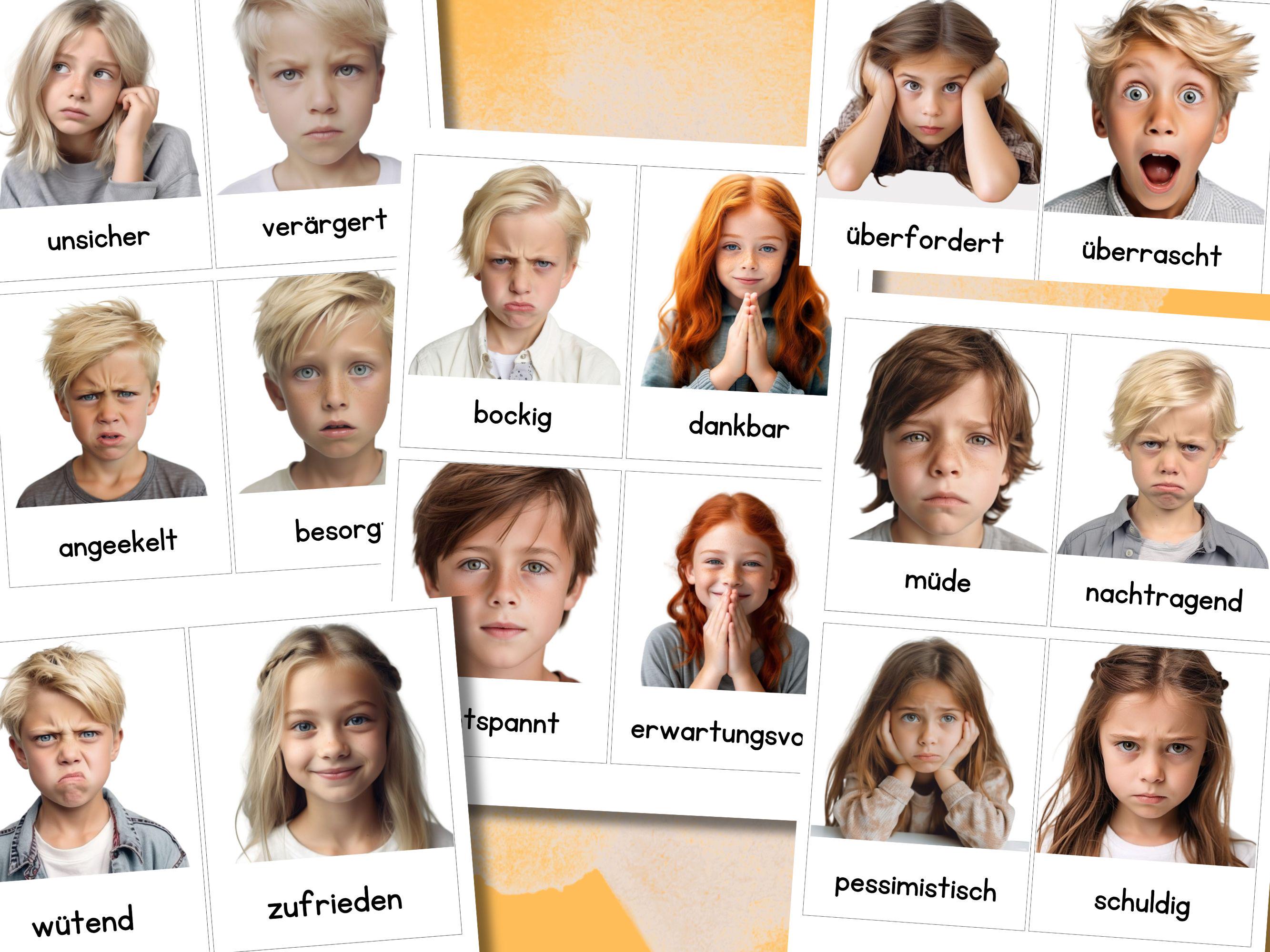 Realistic Emotions German Cards Feelings, Feeling Cards Real Feelings ...