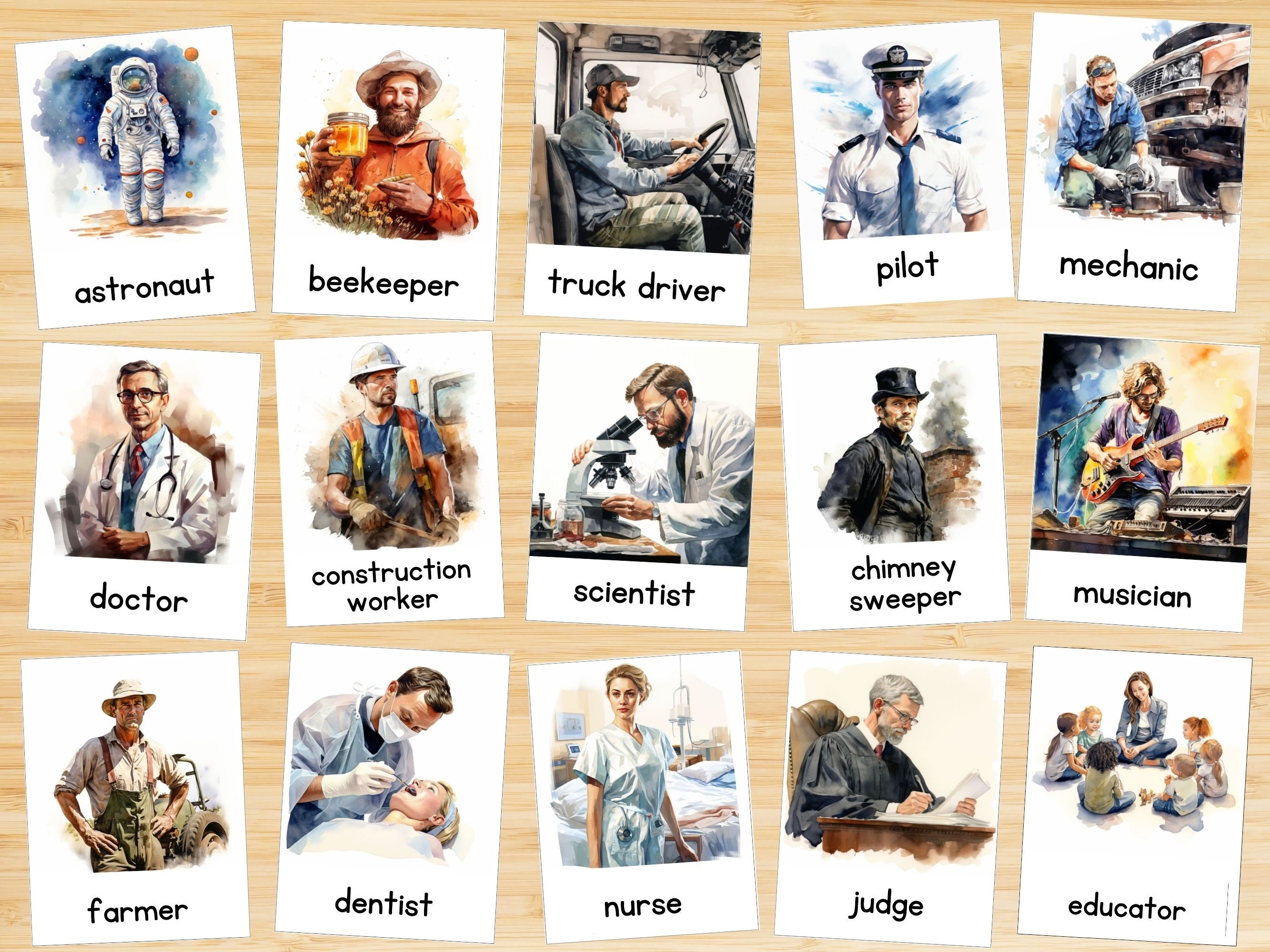 80 Professions Cards Flash Cards for Learning Professions, Occupation ...