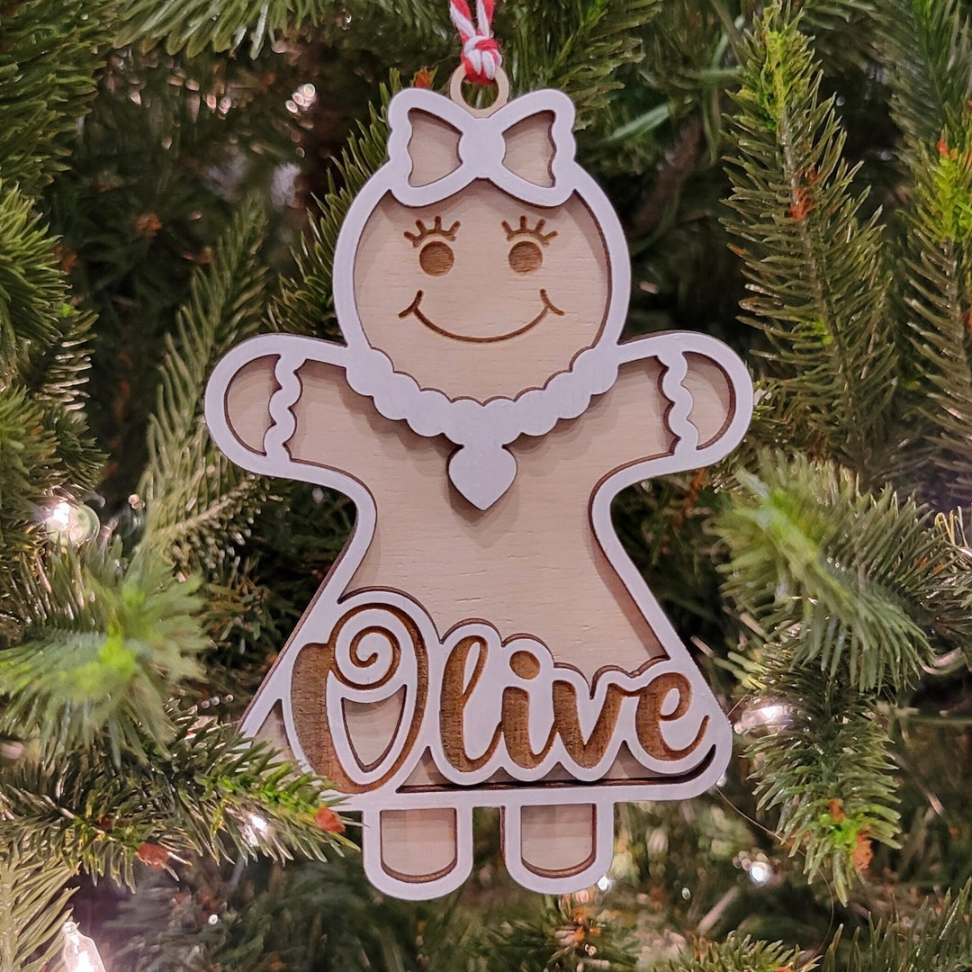 Glowforge Gingerbread Girl Customizable Christmas Ornament Personalized ...