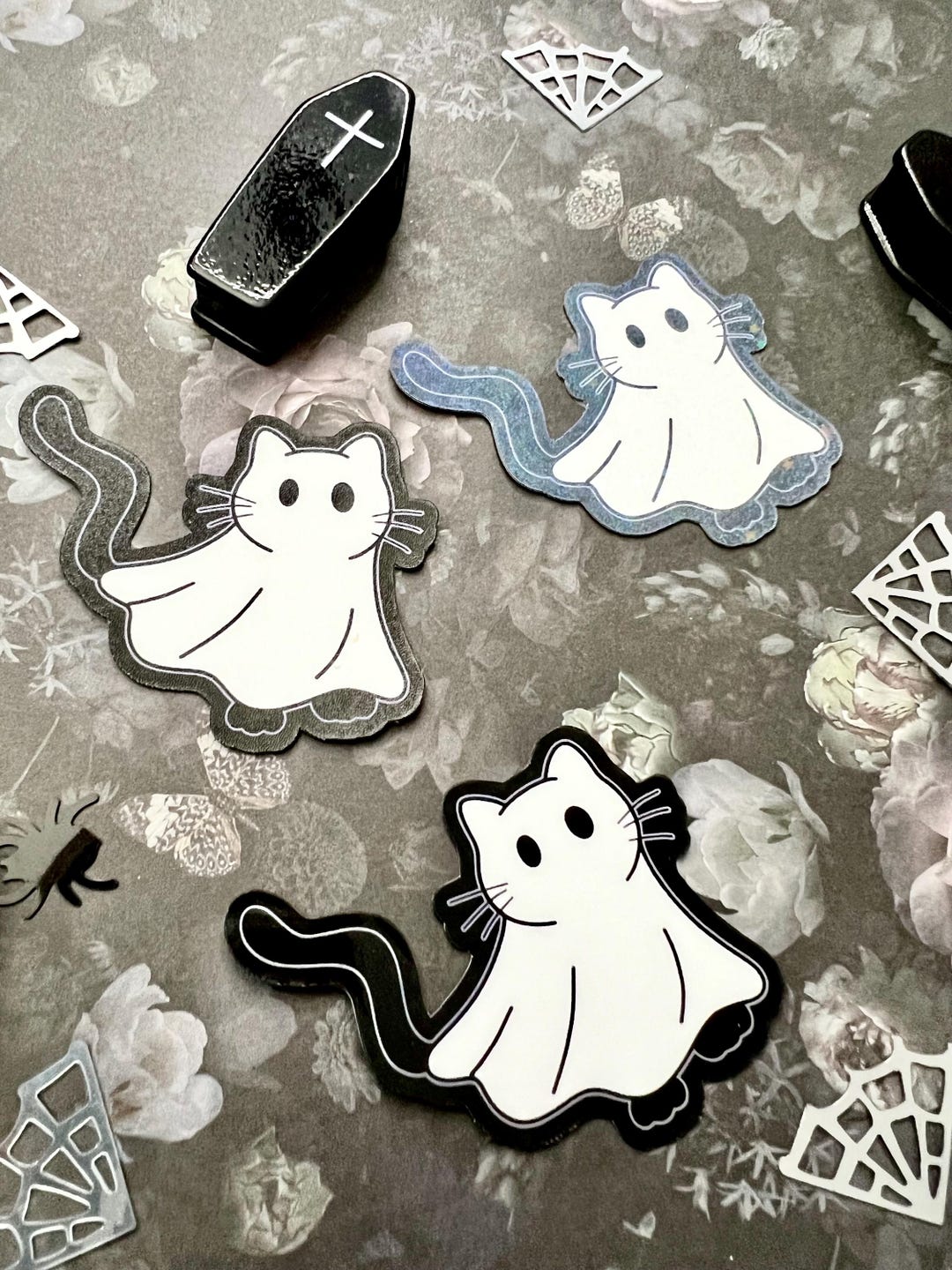 Ghost Cat Sticker, Ghost Stickers, Cat Stickers, Spooky Sticker, Water ...