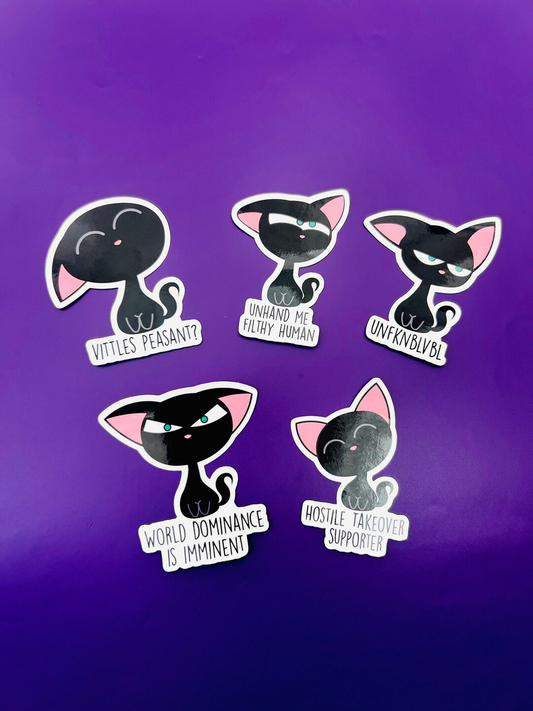 Cat Stickers, Black Cat Stickers Funny Cat Stickers, Water Bottle ...