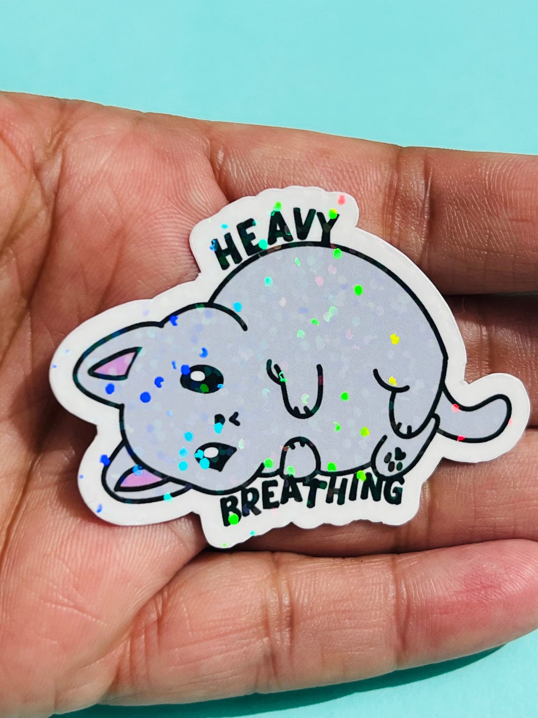 Cute Cat Sticker, Heavy Breathing Sticker, Laptop Sticker, Laptop ...