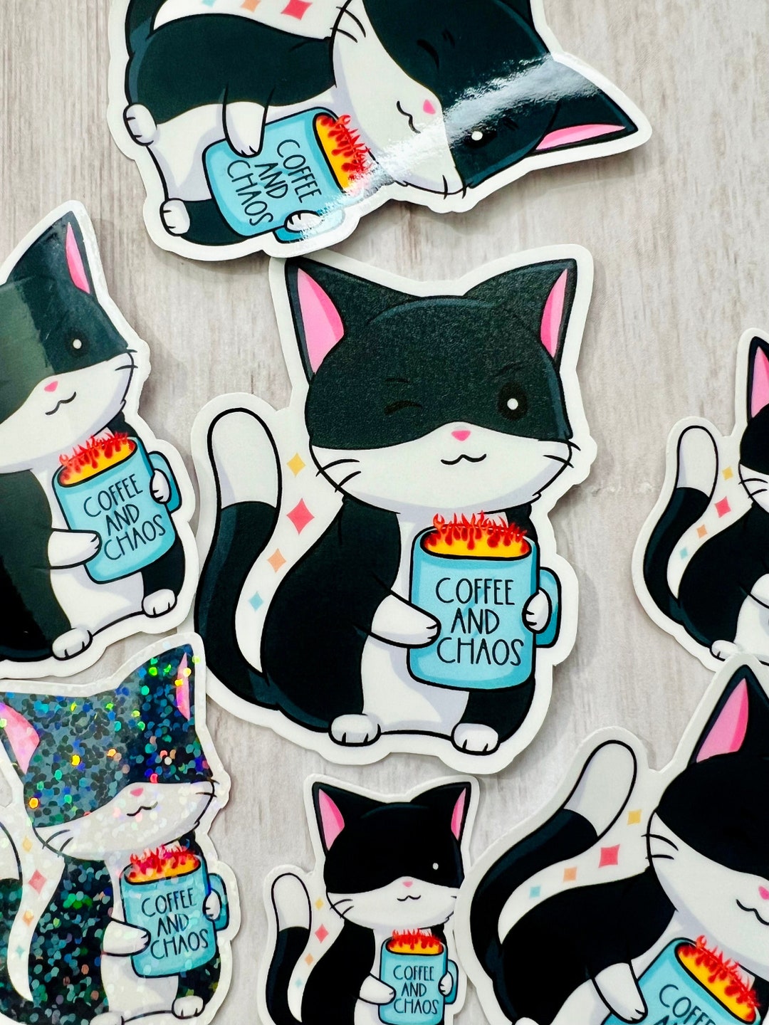 Coffee and Chaos Sticker, Vinyl Sticker, Funny Sticker, Water Bottle ...