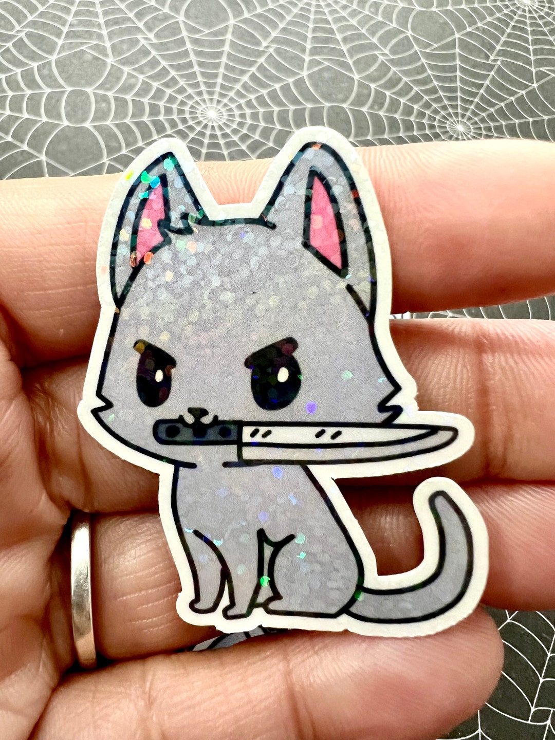 Stabby Kitty Sticker, Vinyl Sticker, Funny Sticker, Water Bottle ...