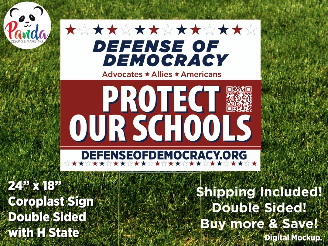 Yard Sign: Defense of Democracy Protect Our Schools - Etsy