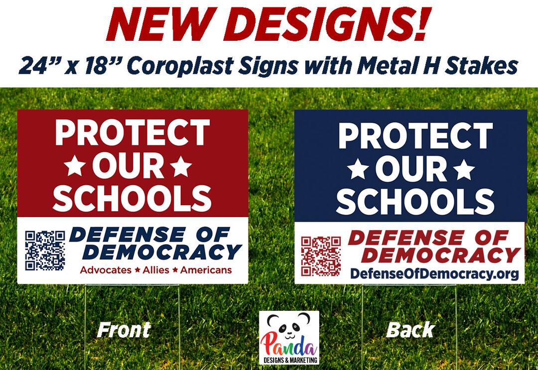 Yard Sign: Defense of Democracy Protect Our Schools 24 X 18 4mm ...