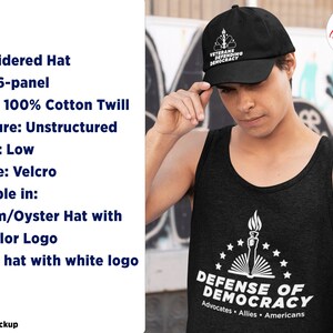 Embroidered Hat Defense of Democracy Logo on Cotton Twill 6-panel ...
