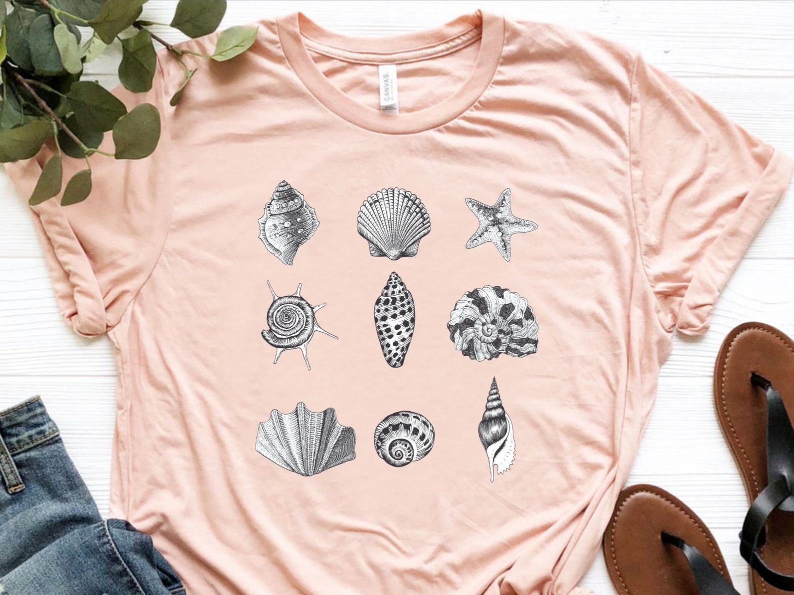 Vintage Sea Shell Shirt Beach Shirt Summer Graphic Tees Eco - Etsy