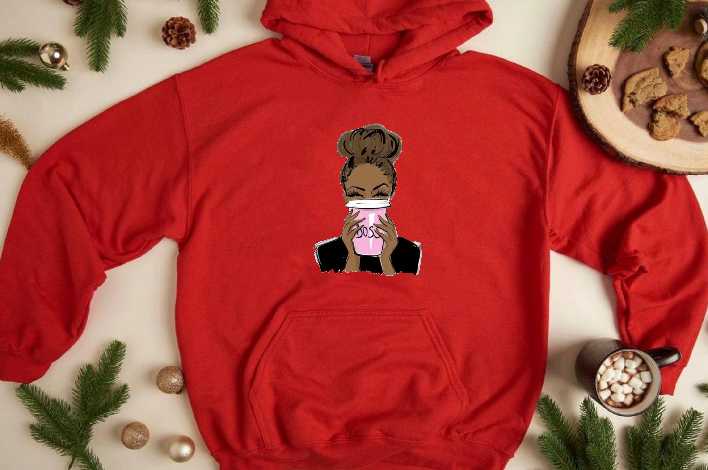 Boss Lady Hoodie Coffee Drinking Boss Girl Sweater Messy Bun - Etsy