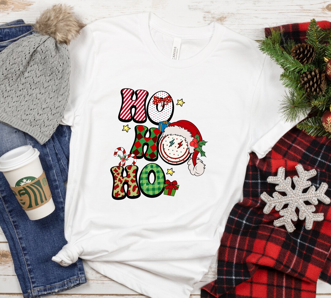 Retro Smiley Face Christmas Shirt, HO HO HO Santa Tee - Etsy