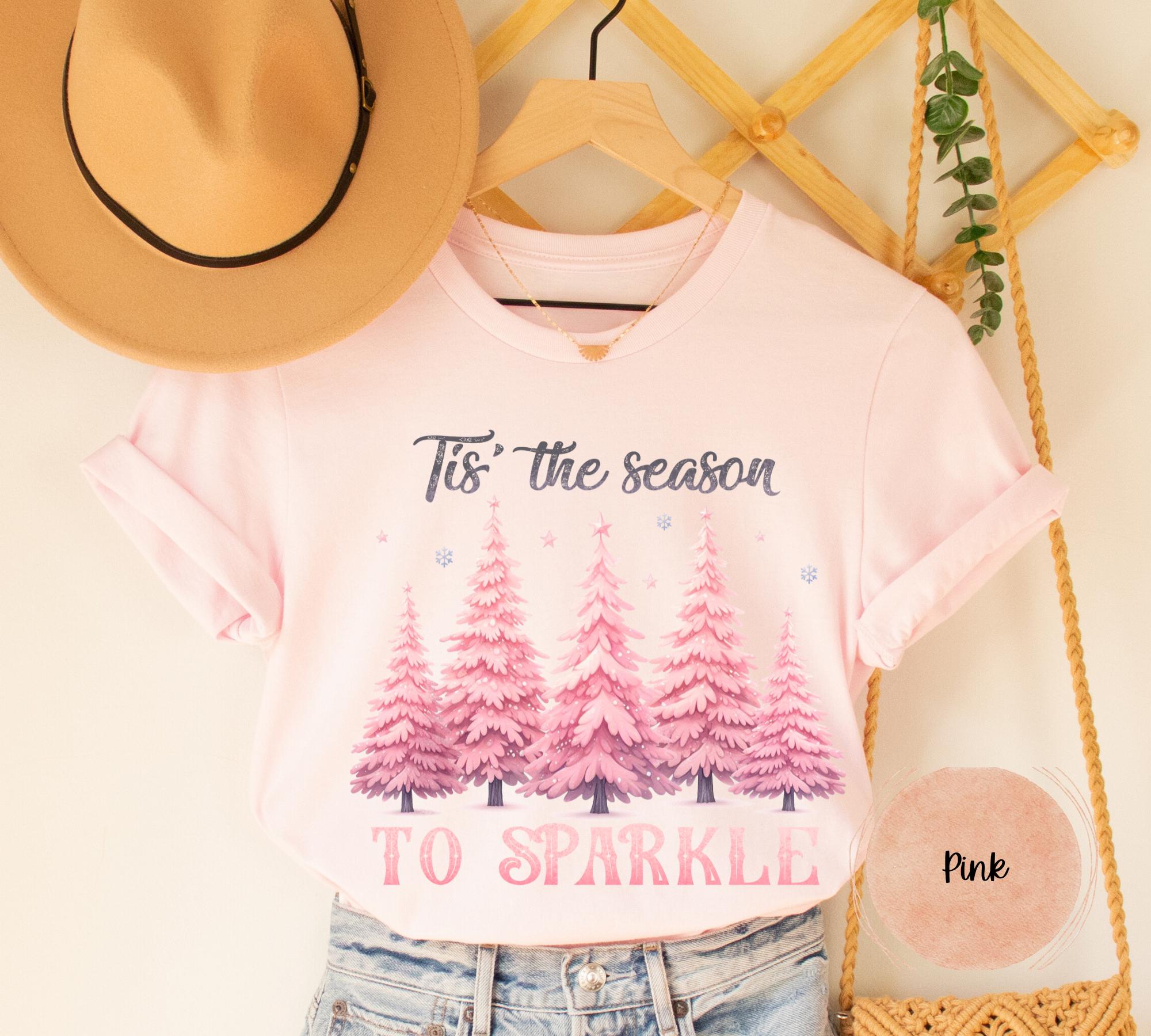 Pink Christmas Tree Shirt: Sparkly Festive Xmas Top - Etsy