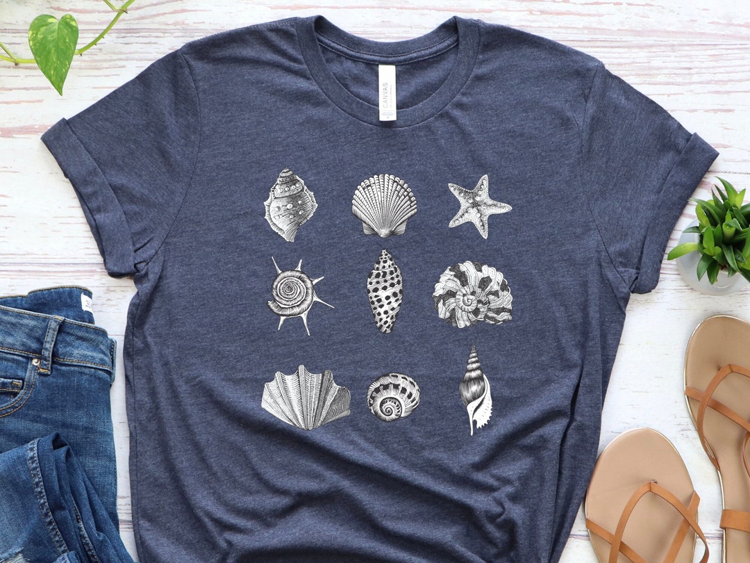 Vintage Sea Shell Shirt, Beach Shirt, Summer Graphic Tees, Eco Fashion ...