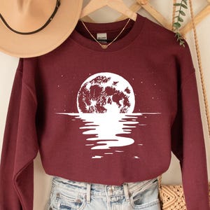 Moonlight Hoodie, Summer Night Beach Sweatshirt, Trendy Moon Hoodie ...