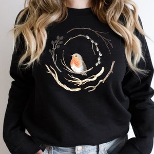 Bird Sweatshirt, Bird Nest Shirt, Watercolor Bird Branches, Bird Home ...