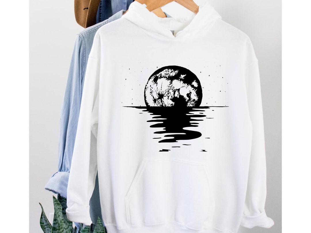 Moonlight Hoodie, Summer Night Beach Sweatshirt, Trendy Moon Hoodie ...