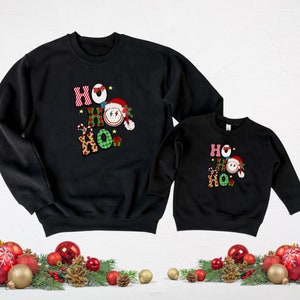 Ho Ho Ho Smiley Face Christmas Sweatshirt, Retro Santa Emoji Cute ...