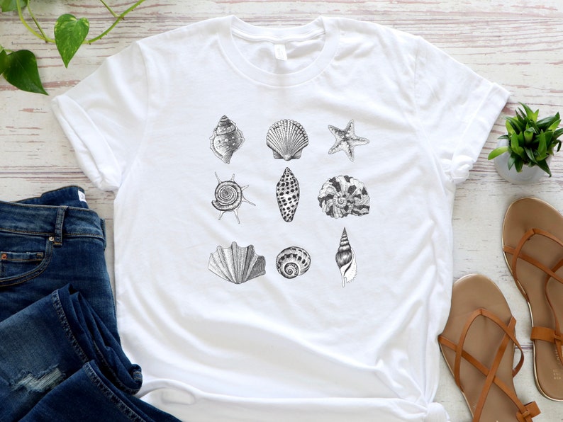 Vintage Sea Shell Shirt Beach Shirt Summer Graphic Tees Eco - Etsy