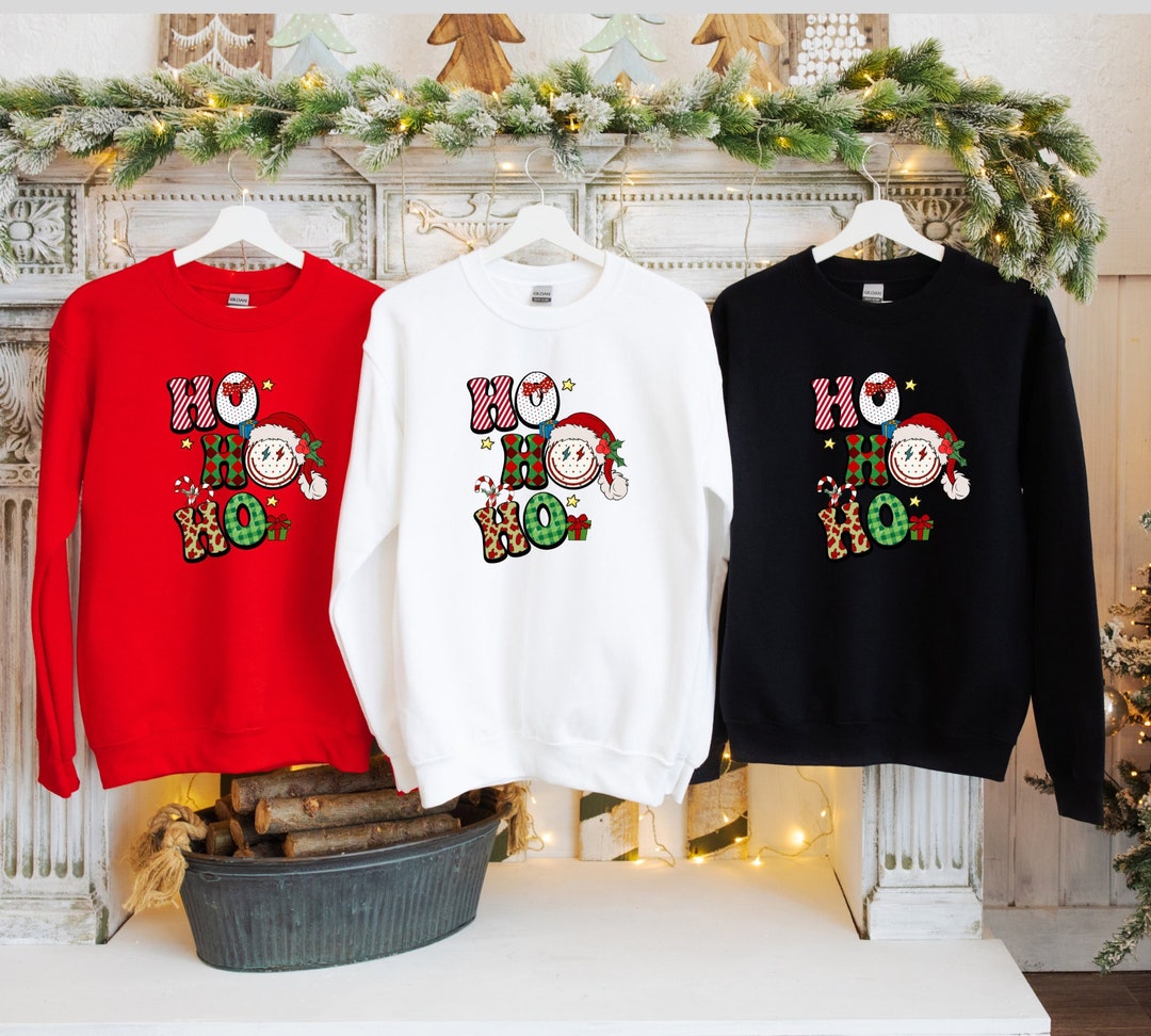 Ho Ho Ho Smiley Face Christmas Sweatshirt Retro Santa Emoji - Etsy
