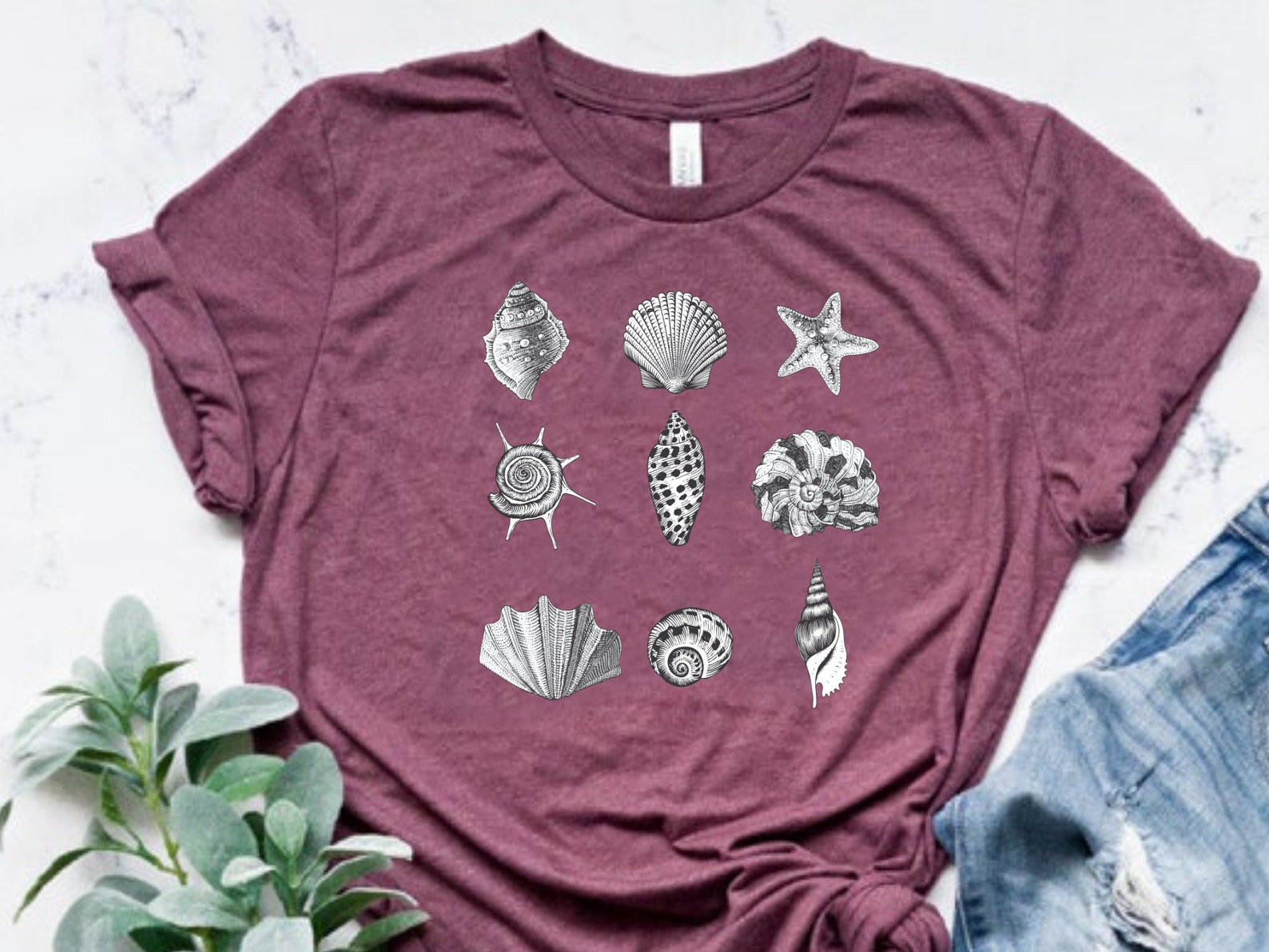 Vintage Sea Shell Shirt Beach Shirt Summer Graphic Tees Eco - Etsy