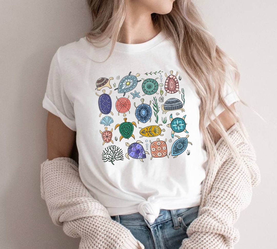 Turtle Shirt, Retro Sea Turtle Collection Shirt, Beach Lover Shirt ...