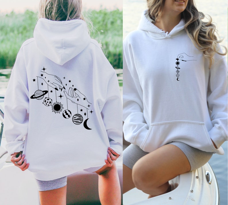Unique Women Hand Planets Hoodie Space Hoodie Both Side - Etsy