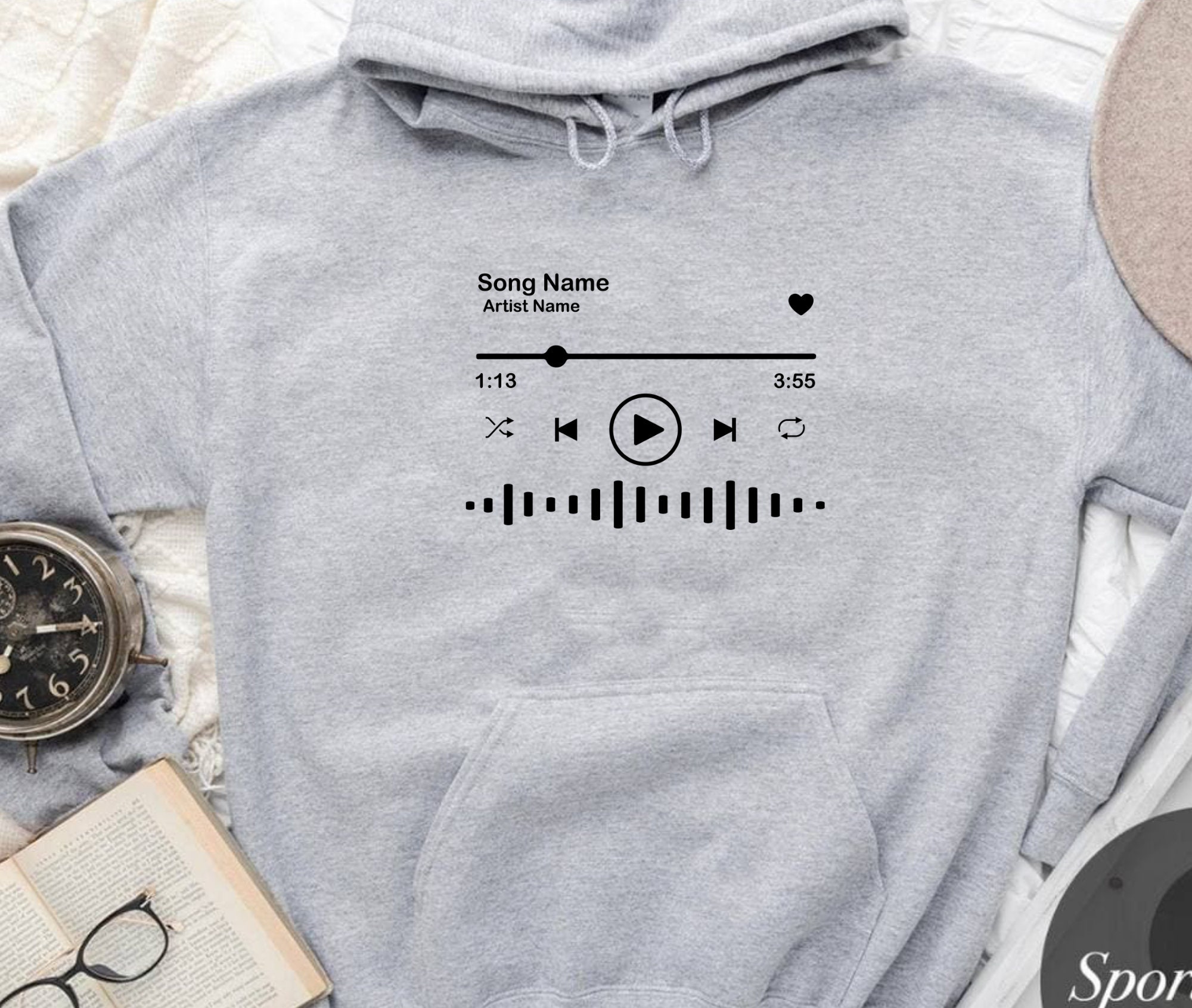 Custom Music Player Hoodie Song Name Artist Name - Etsy