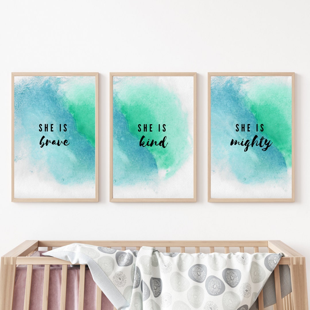 Set of 3 Prints, Motivational Wall Art Prints, Digital Download, Blue ...