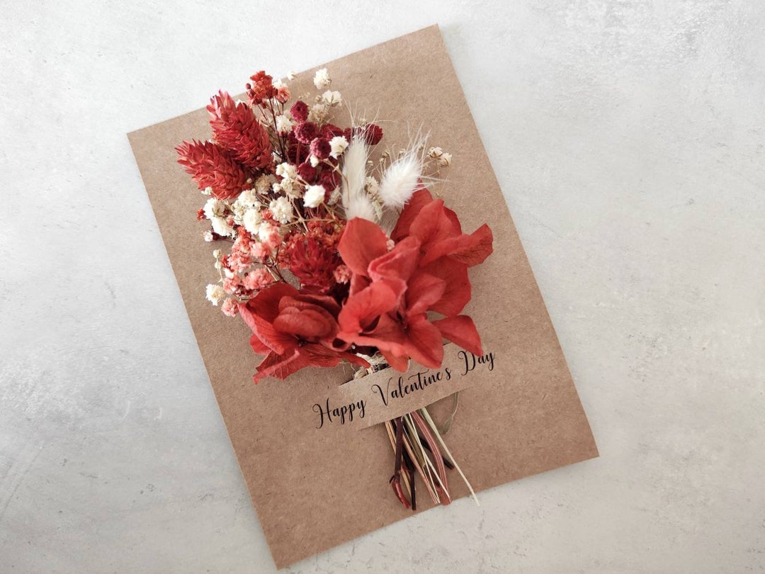 Happy Valentines Day Card L Dried Mini Flower Bouquet | Personalized ...