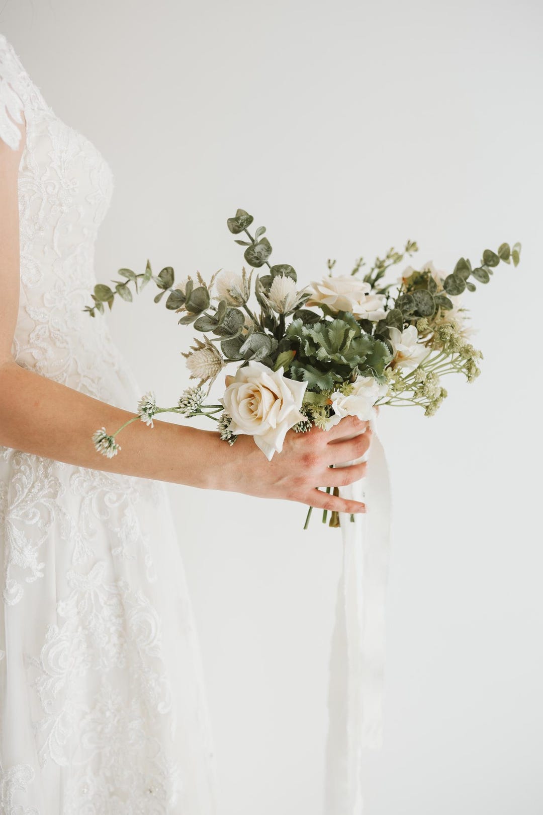 Timeless Minimal Bridal Bouquet | Handmade Wedding Bouquet | White ...