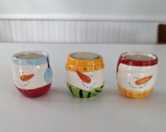 Set of 3 Snowmen Tea Light Holders - Etsy