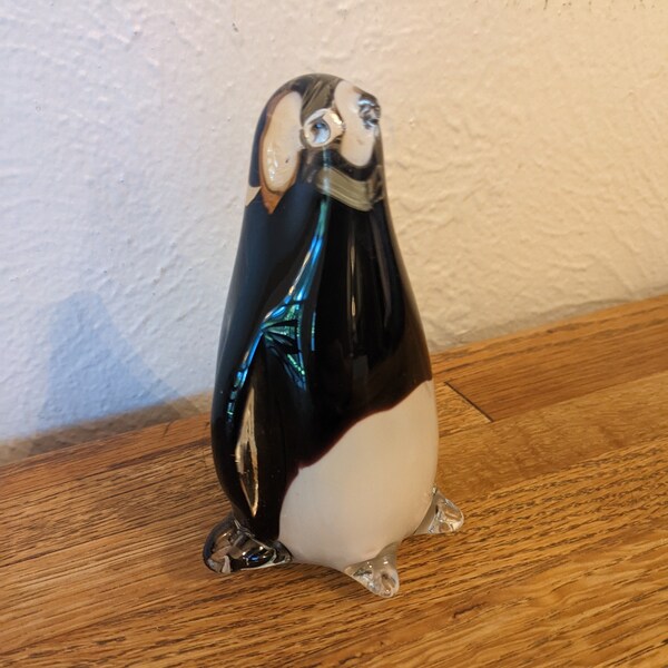 Murano Glass Black and White Penguin - Etsy