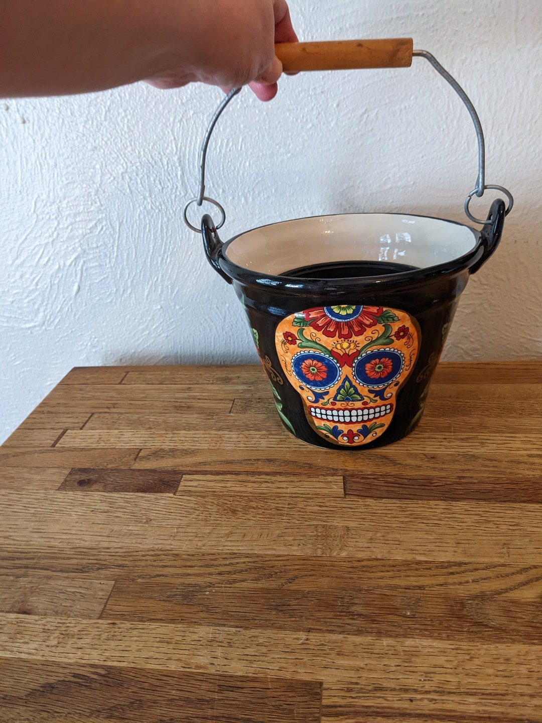 Maxcera Ceramic Sugar Skull Bucket Pail Planter - Etsy