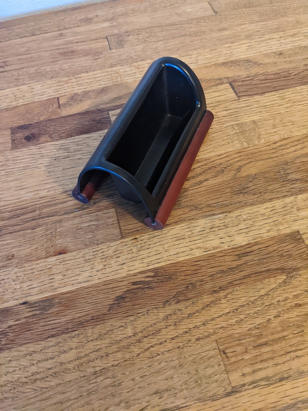 Wood and Black Plastic Business Card Holder by Eldon - Etsy