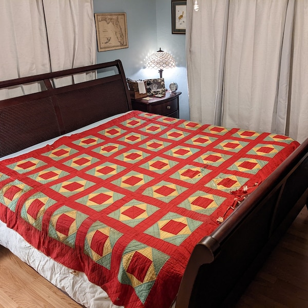 Red and Yellow Quilt - Etsy