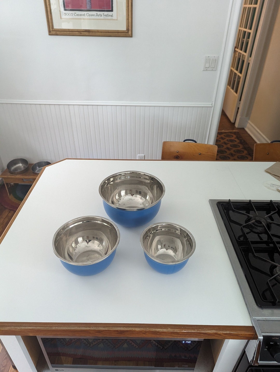 Set of 3 Metal Blue Mixing Bowls Kitchen Cooking Baking - Etsy