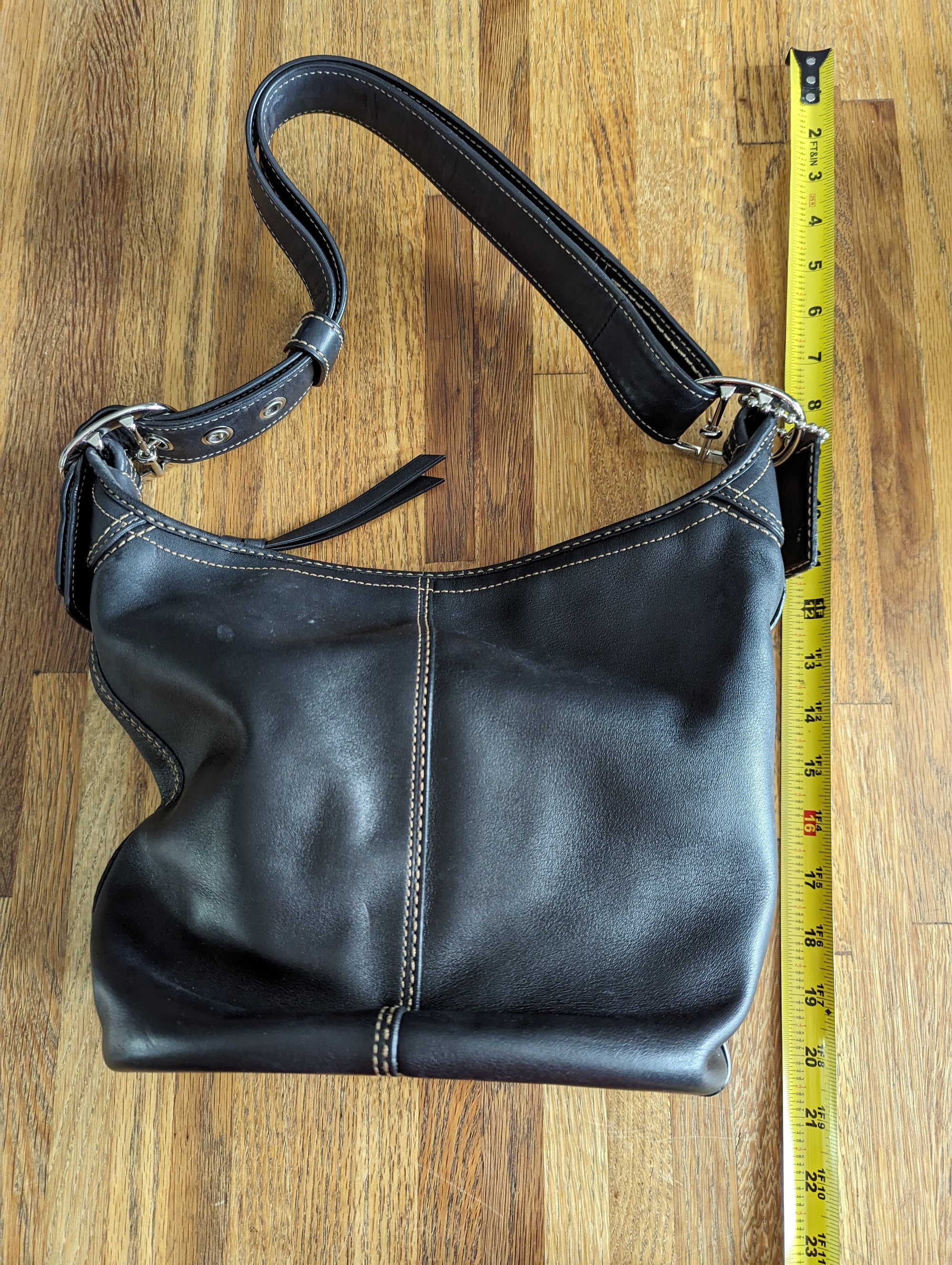 Vintage Coach Hobo Bag Black Silver Buckles and Grommets Oval Bottom ...