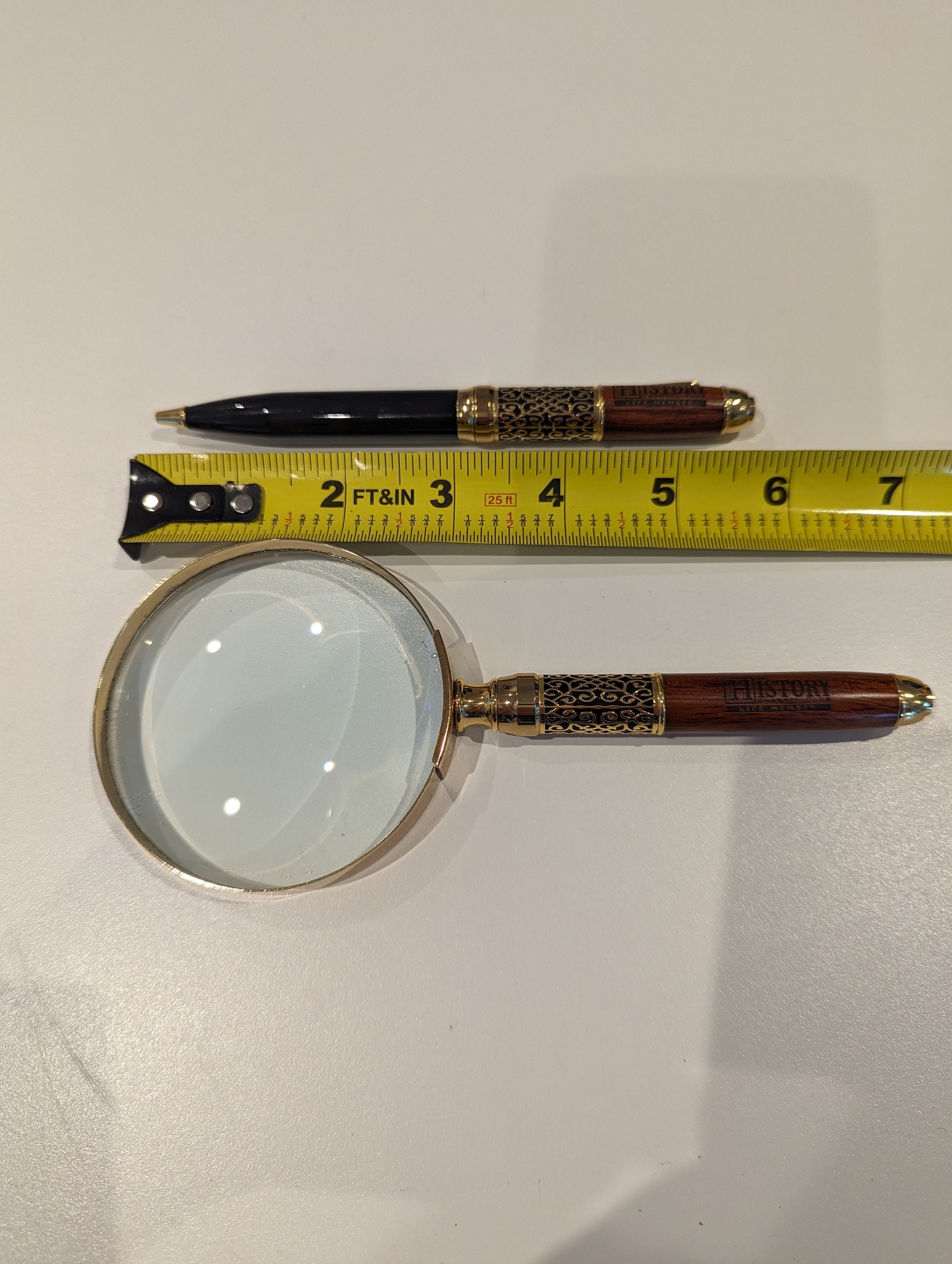 Magnifying Glass and Writing Pen Set Wood Ornate Metal Design - Etsy
