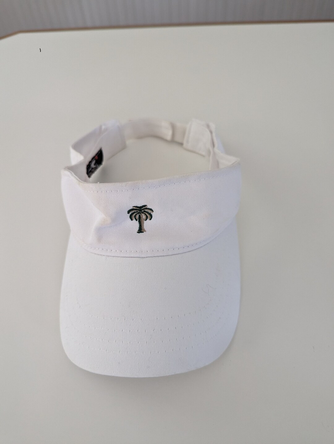 White Adjustable Visor With Embroidered Palm Tree Imperial Sports - Etsy