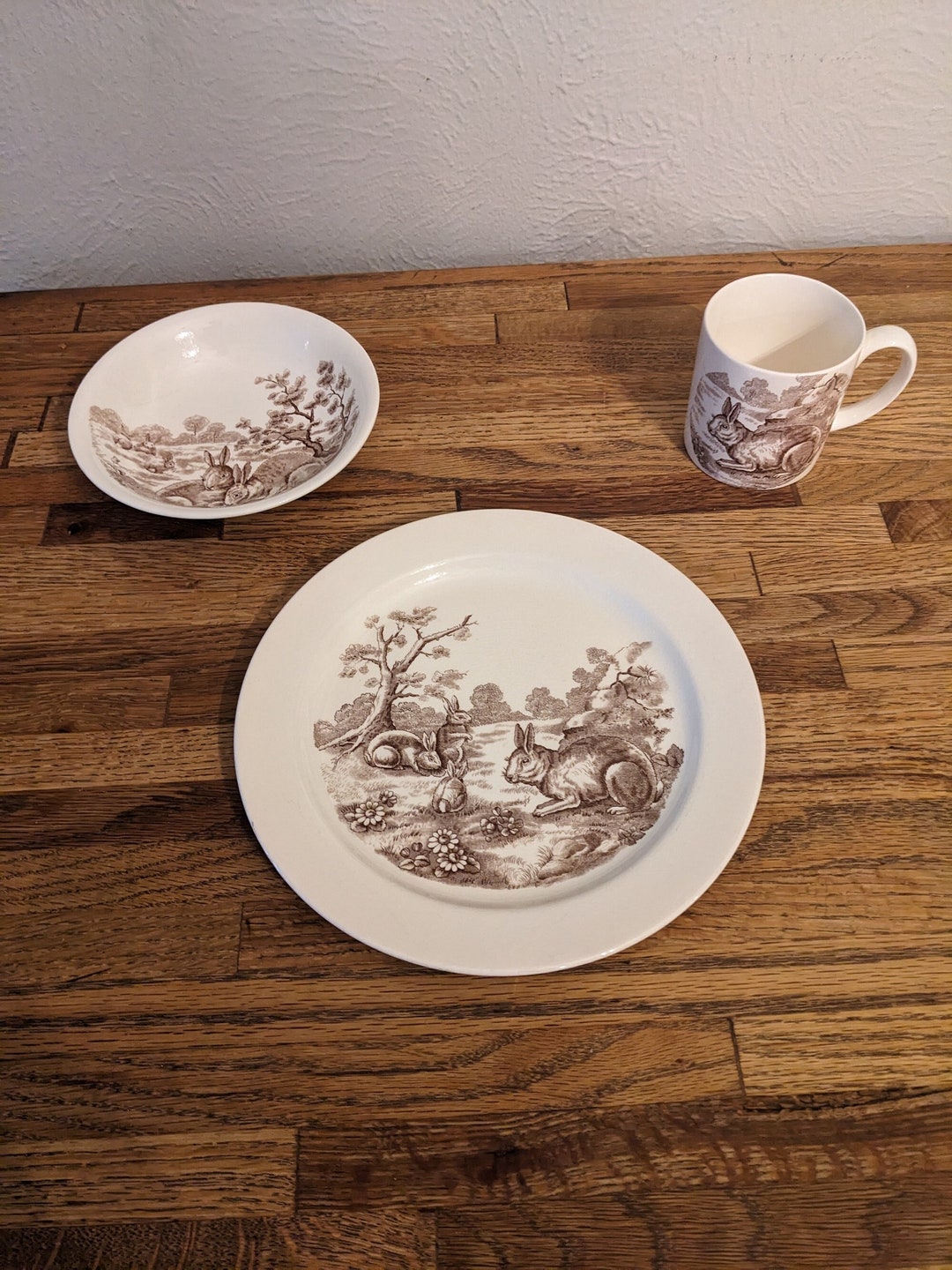 Copeland Spode, Brown Transferware, Grazing Rabbit, Made in England, 9 ...