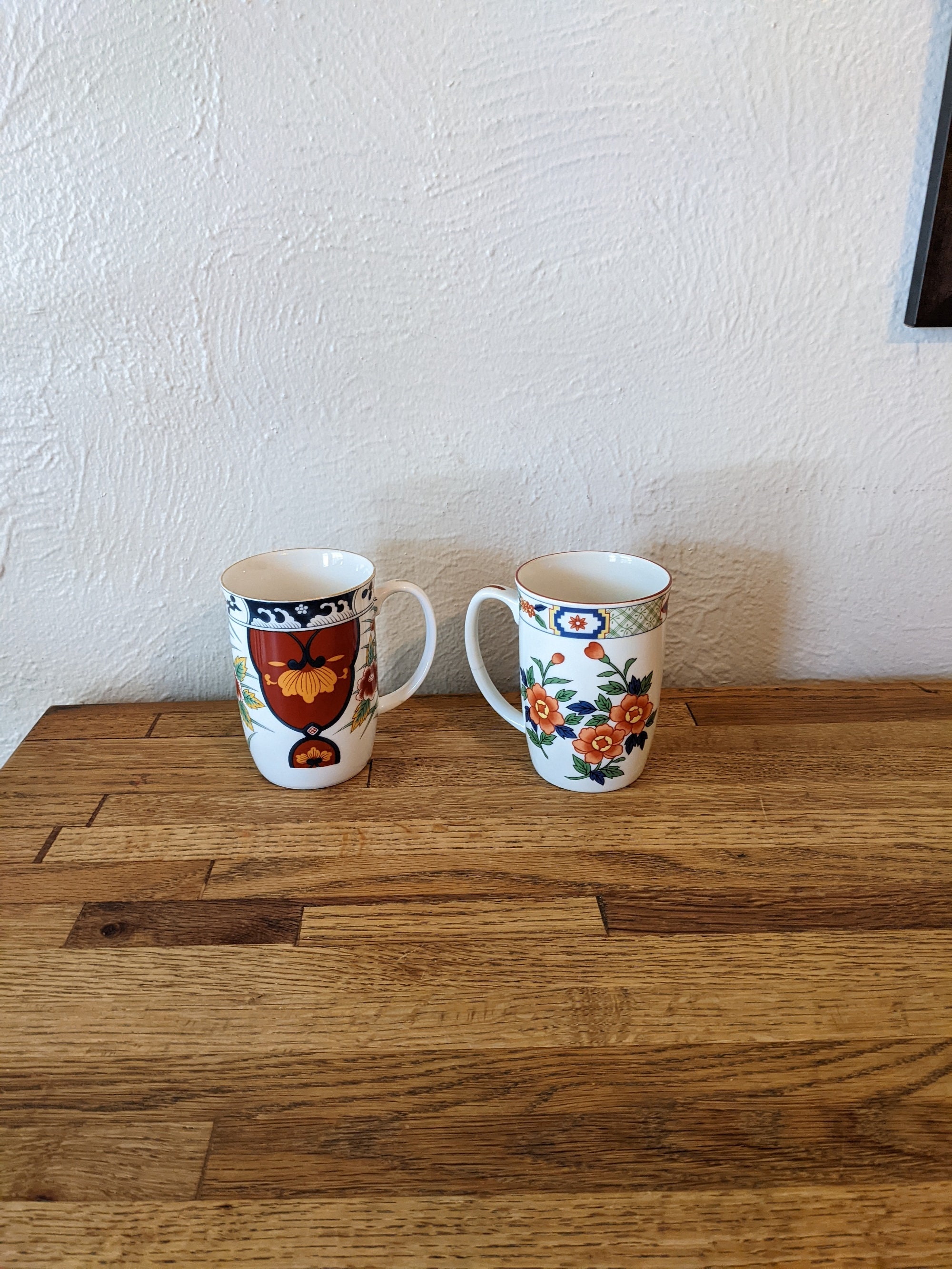 Floral Asian Inspired Coffee Mugs Set of 2 Gumps and Tait Ming - Etsy