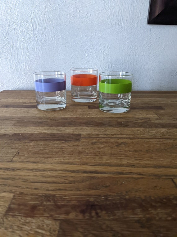 1980s Color Banded Rocks Drinking Glasses Set of 3 - Etsy