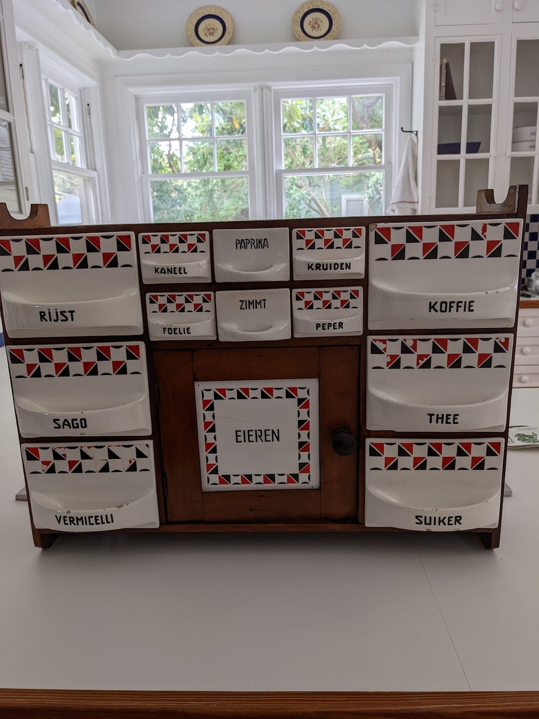 Antique Dutch Spice Rack With Porcelain Drawers and Door for Coffee ...